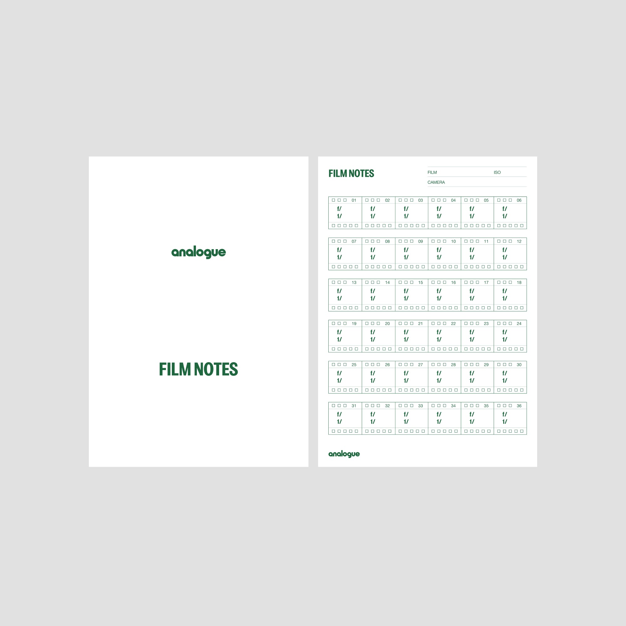 Analogue Film Notes Template – Analogue Shop